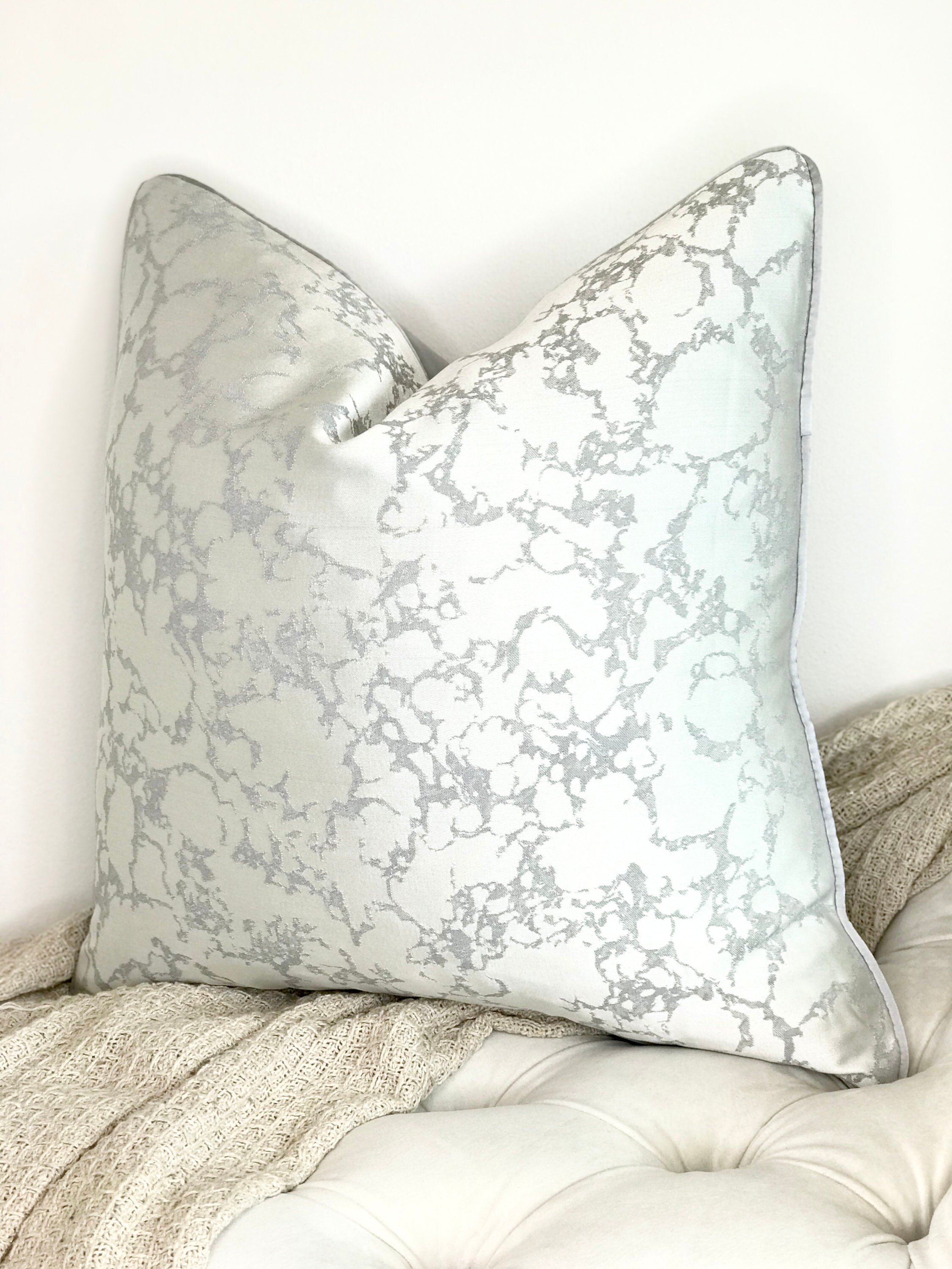 Asmara Silver & Ivory Marble Cushion - Etsy UK