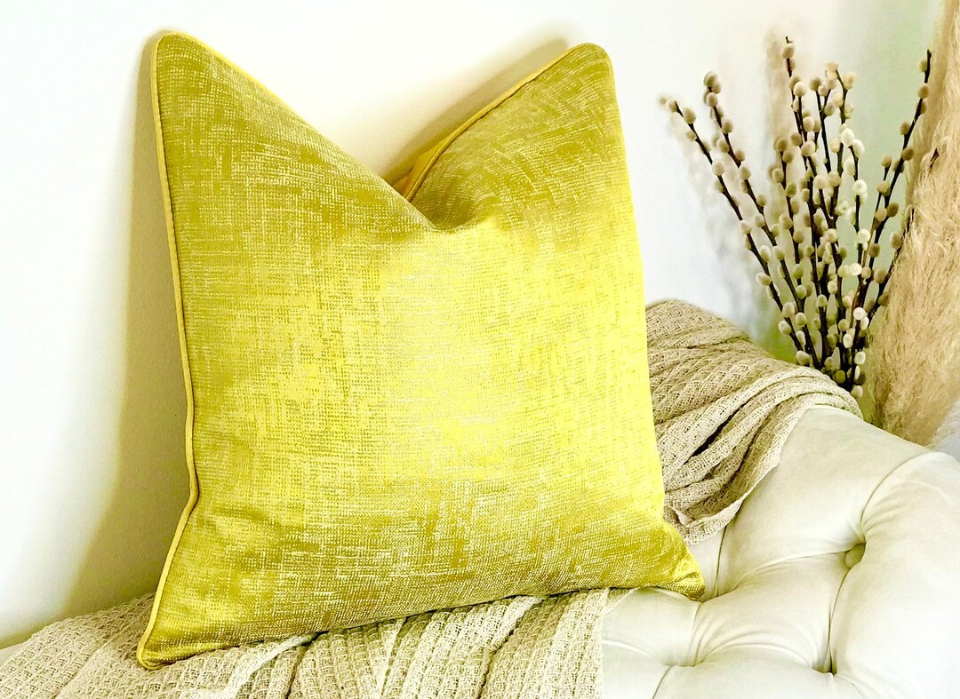 Istanbul Yellow Mustard Hatch Texture Cushion - Etsy UK