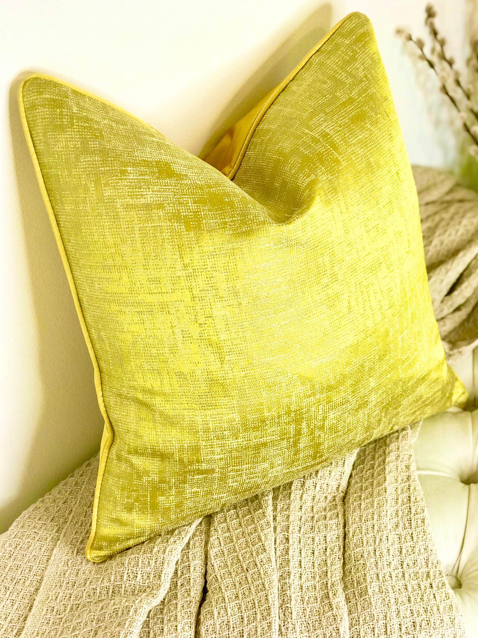 Istanbul Yellow Mustard Hatch Texture Cushion - Etsy UK