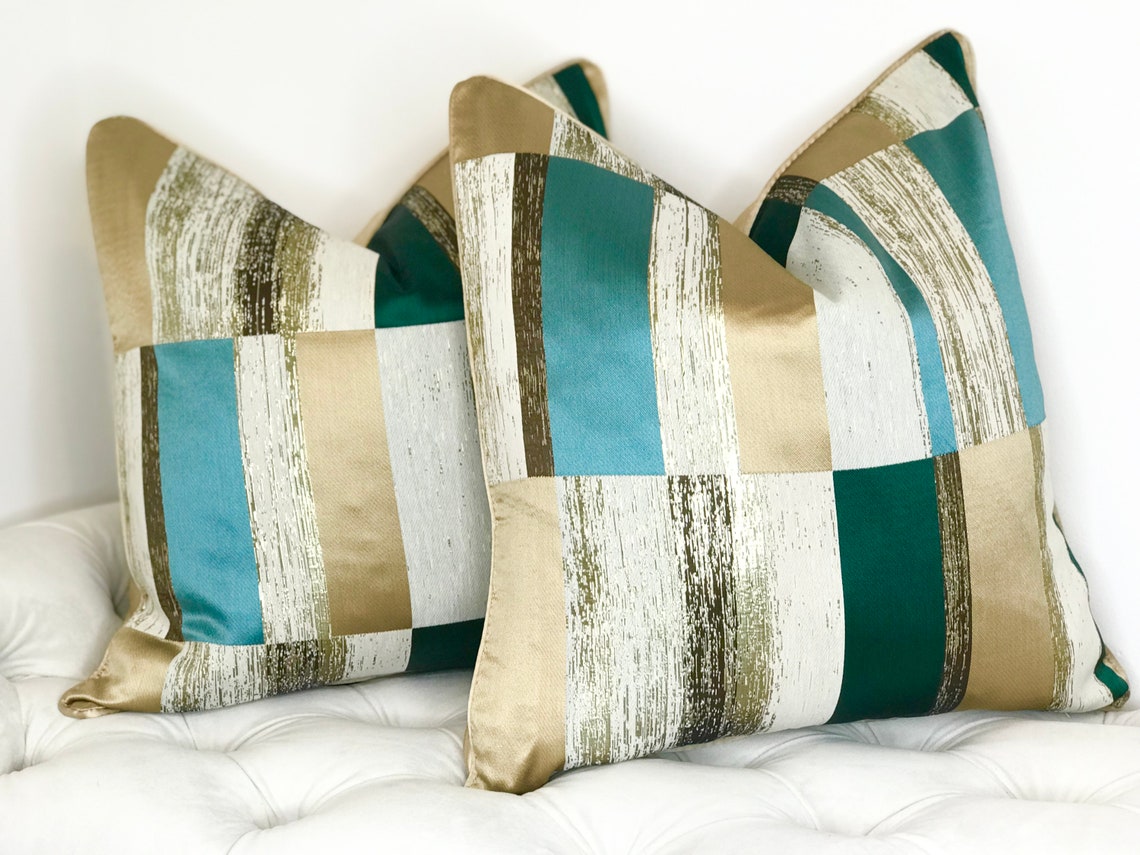 Kansas Gold & Hunter Green Texture Cushion - Etsy UK