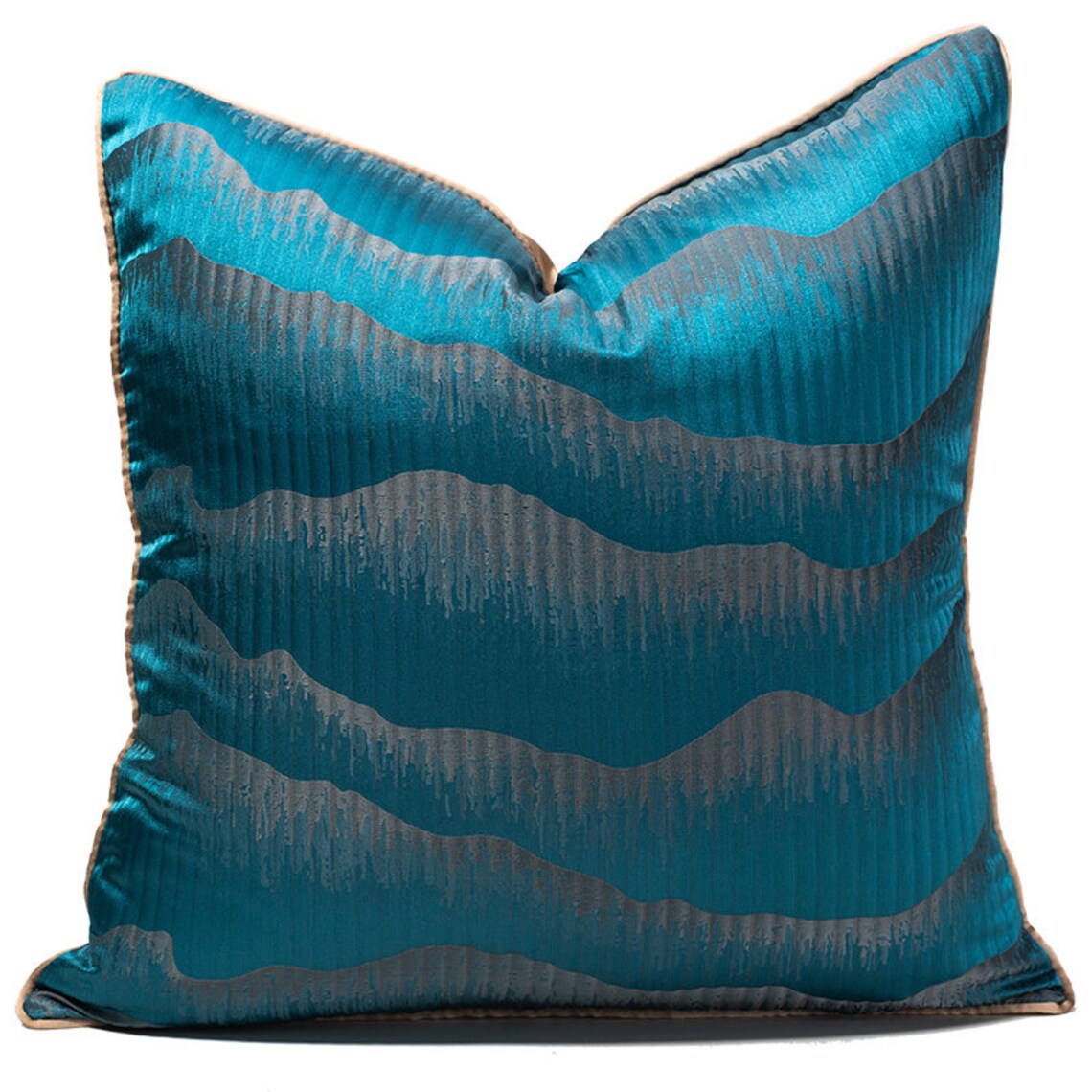 Lisbon Electric Teal Mountain Wave Cushion | Etsy