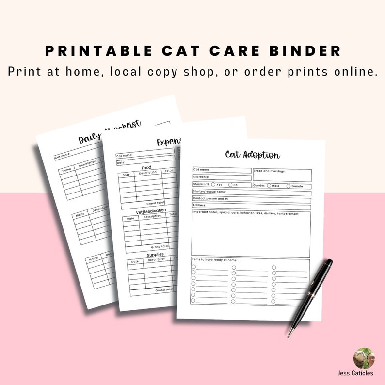 Personalized Cat Care Binder Printable Custom Cover Cat Breed - Etsy