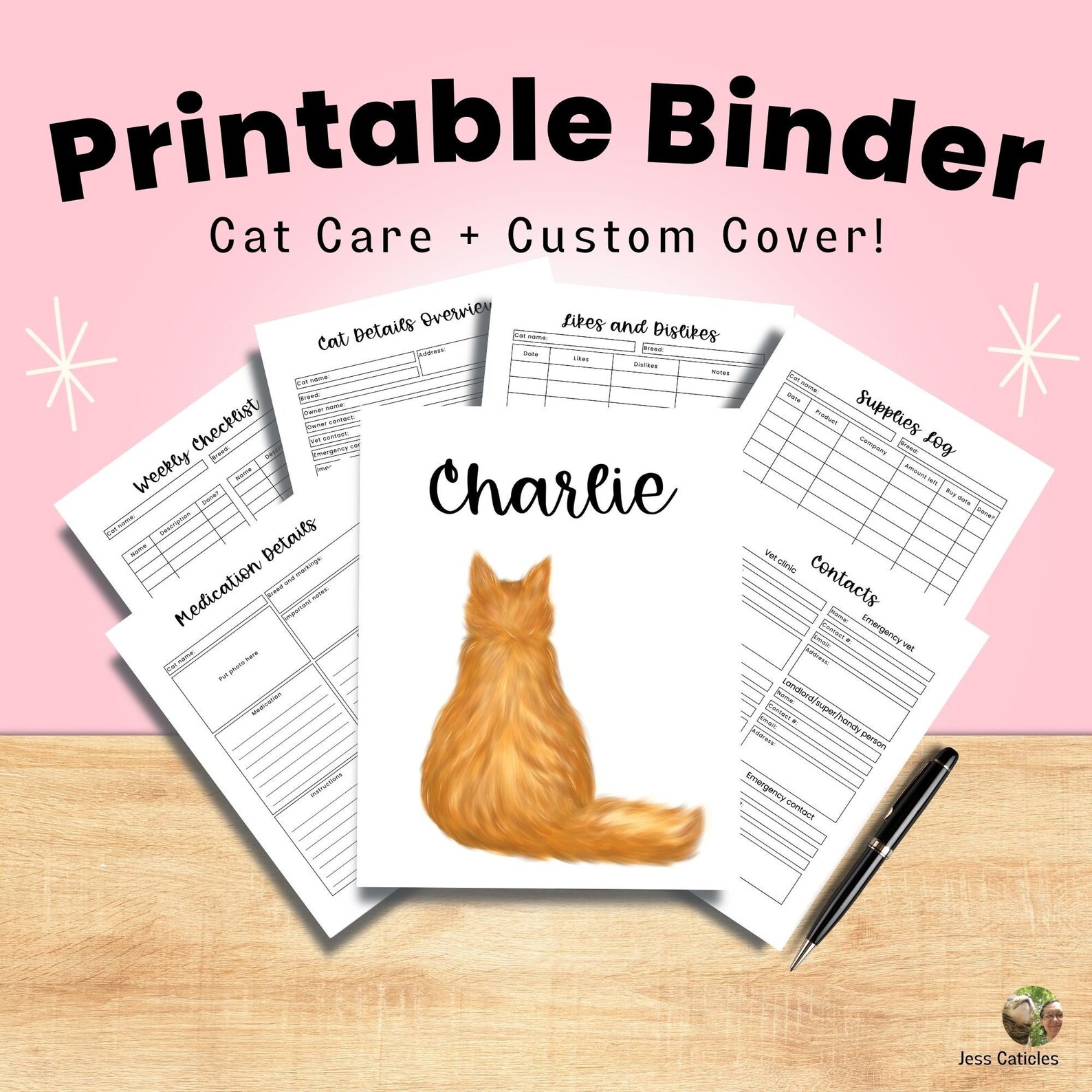 Personalized Cat Care Binder Printable Custom Cover Cat Breed - Etsy