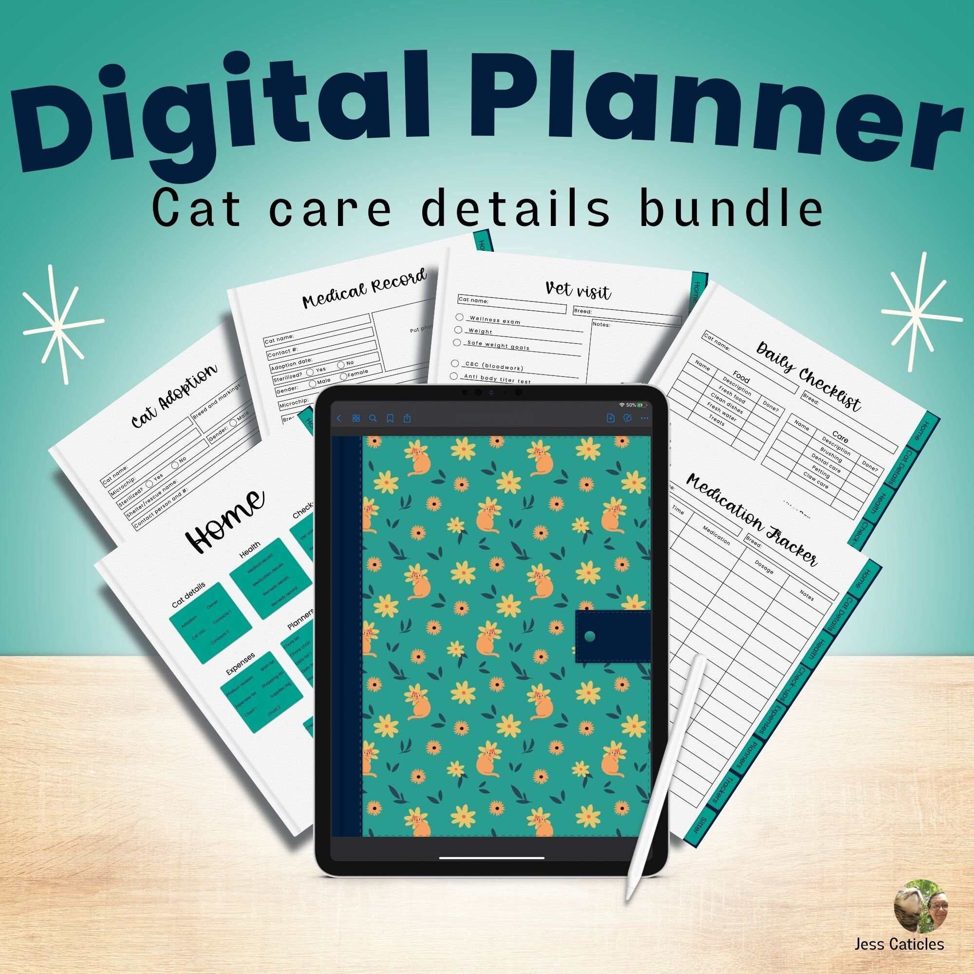 Cat Care Planner Fillable Digital Binder Kitten Fostering - Etsy
