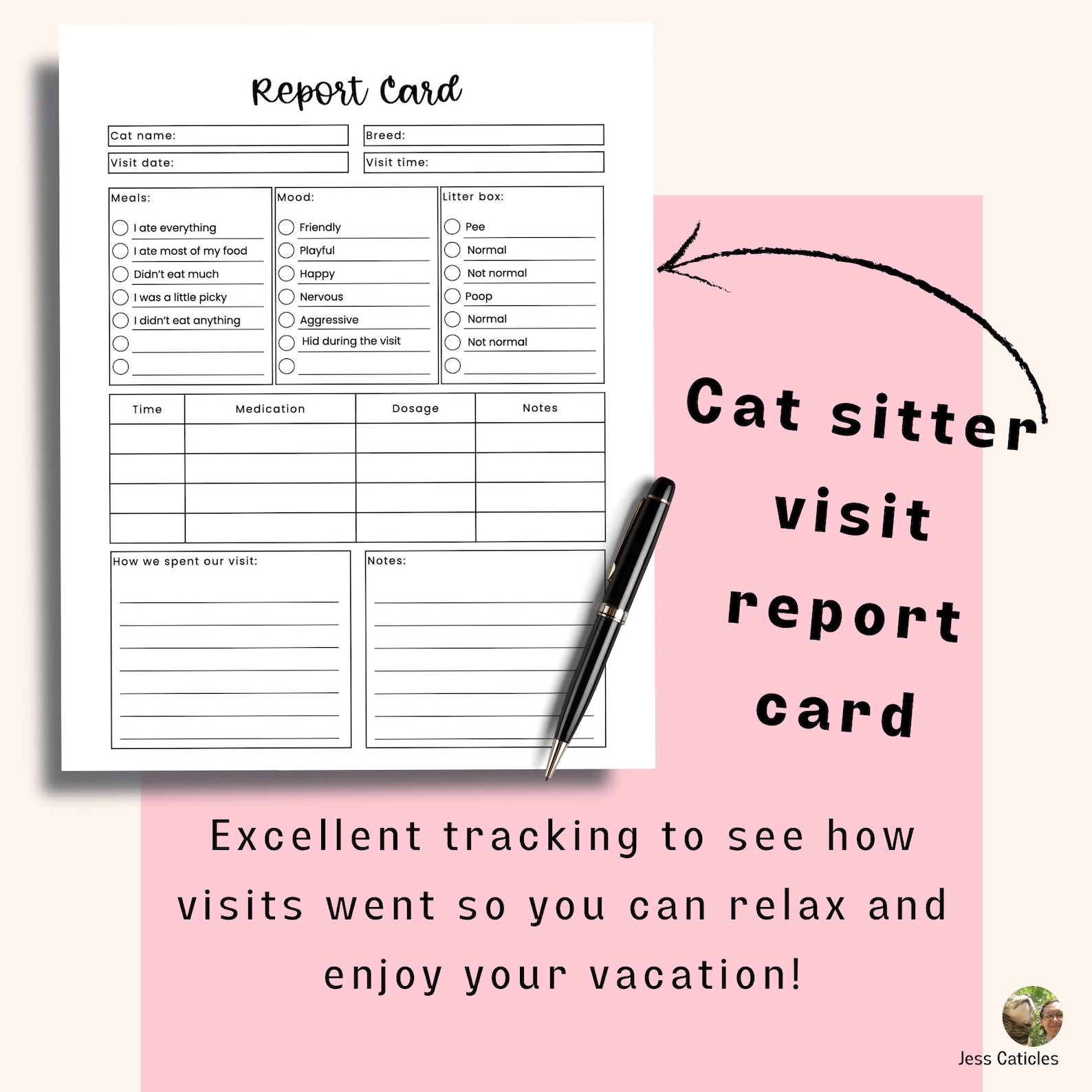 Cat Sitter Instructions PDF Printable, Pet Checklist, Notes, Report ...