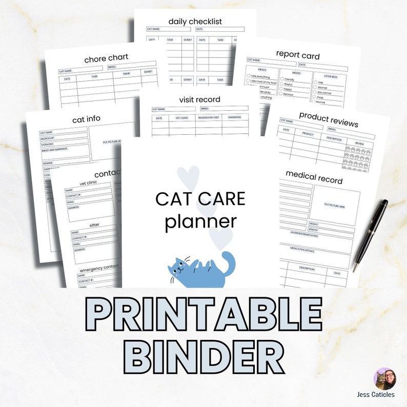 Printable Cat Feeding Chart Planner Wellness Tracker Binder - Etsy