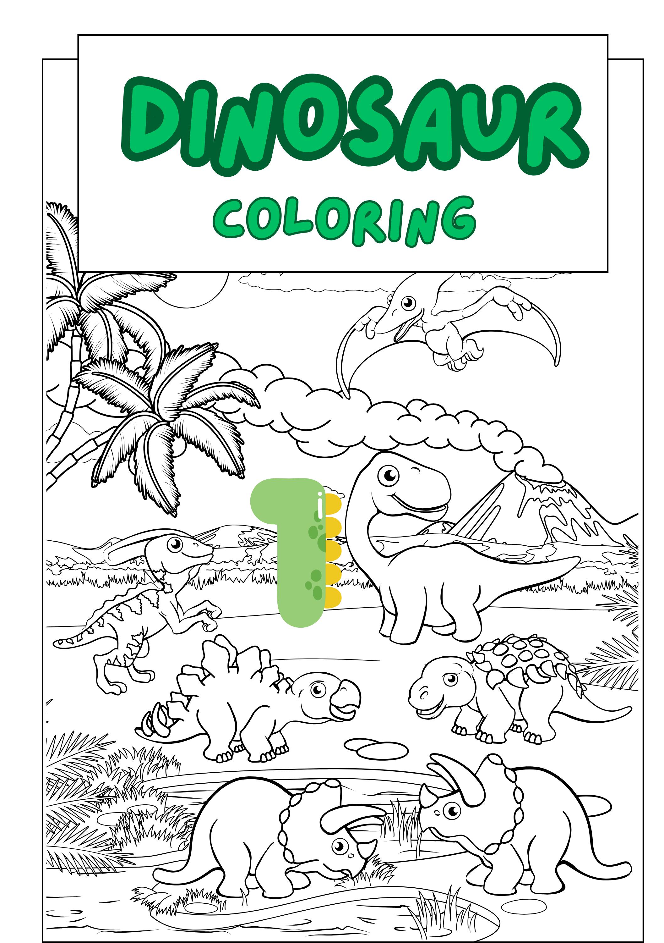 Dinosaurs Coloring PDF-(23 Pages) Age 3-5 - Etsy