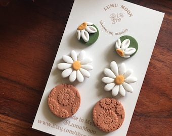 Purple and White Floral Stud Packs Cute Bright Earrings - Etsy