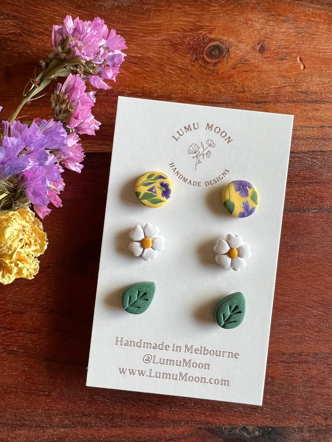 Floral Stud Pack, 1cm Studs, Polymer Clay Earrings, Floral Earrings ...