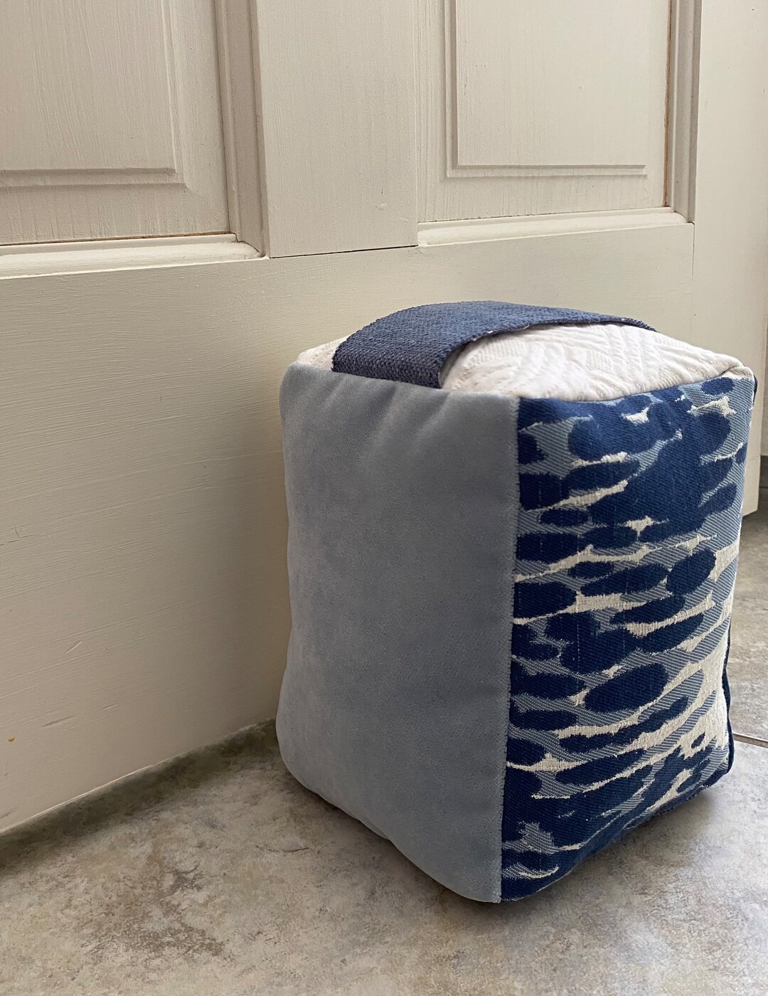 Filled Fabricdoor Stop With Handle, Blue, White, Watercolor, Decorative ...