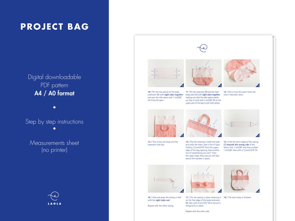 English PDF Sewing Pattern Project Bag Sewing Pattern - Etsy UK