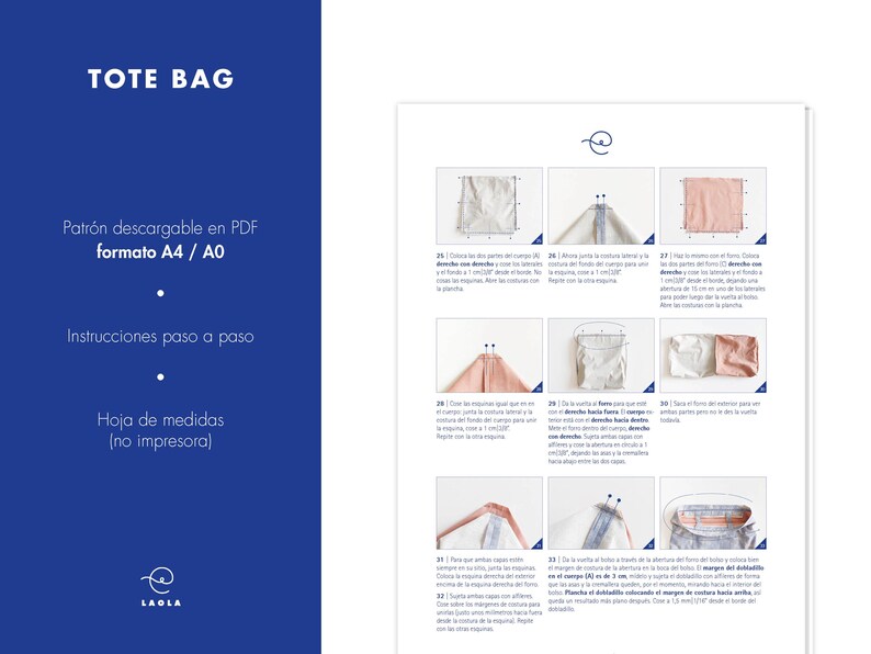 Spanish PDF Sewing Pattern, Tote Bag Sewing Pattern - Etsy