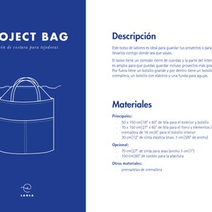 Spanish PDF Sewing Pattern, Project Bag Sewing Pattern - Etsy