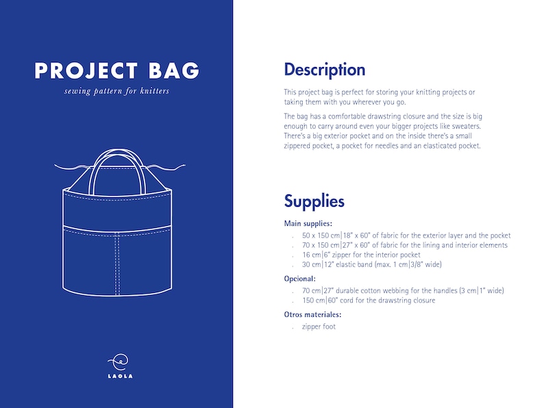 English PDF Sewing Pattern Project Bag Sewing Pattern - Etsy