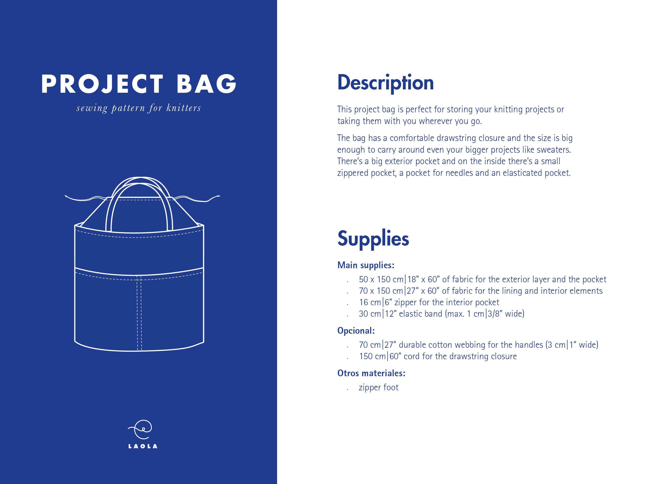 English PDF Sewing Pattern Project Bag Sewing Pattern - Etsy