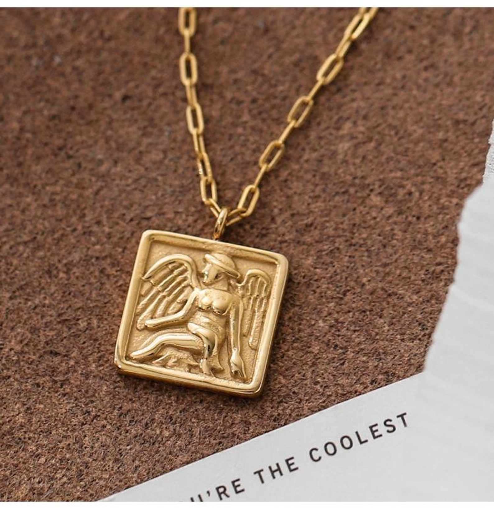 Angela Necklace 18K Gold Plated Charm Necklace, Gold Filled Pendant ...