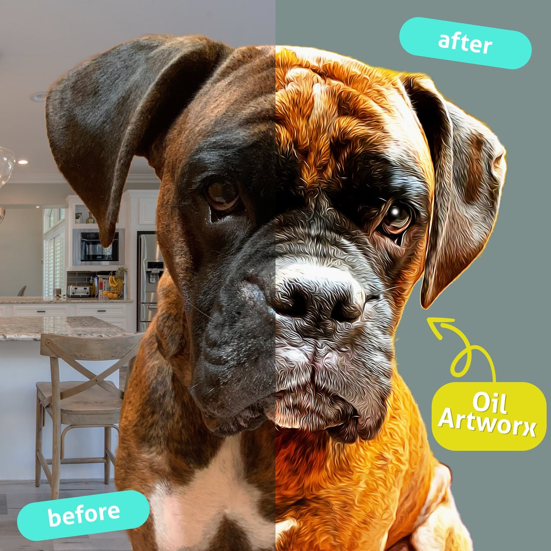 Custom Pet Portraits Using Pet Photo Personalized Digital Dog Portraits ...