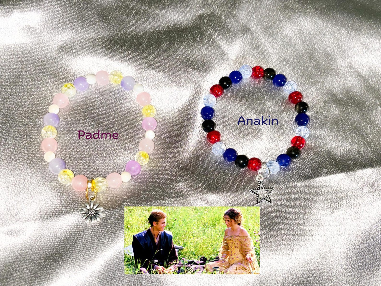 Padme and Anakin Matching Couples/besties Bracelet Set - Purple/yellow ...