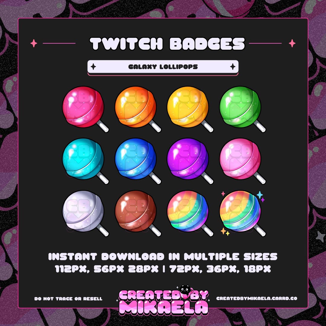 Galaxy Lollipop Twitch Badges — Bit Badges, Channel Point Icons for ...