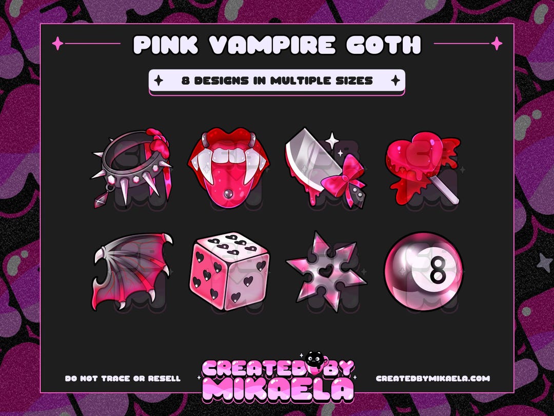 Y2K Vampire Goth Girl P2U Twitch Designs - Emotes, Badges, Discord ...