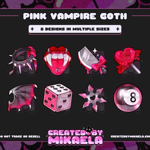 Y2K Vampire Goth Girl P2U Twitch Designs - Emotes, Badges, Discord ...
