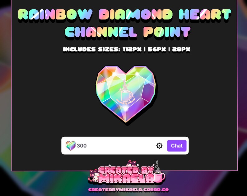 Rainbow Diamond Heart Channel Points for Twitch Twitch - Etsy
