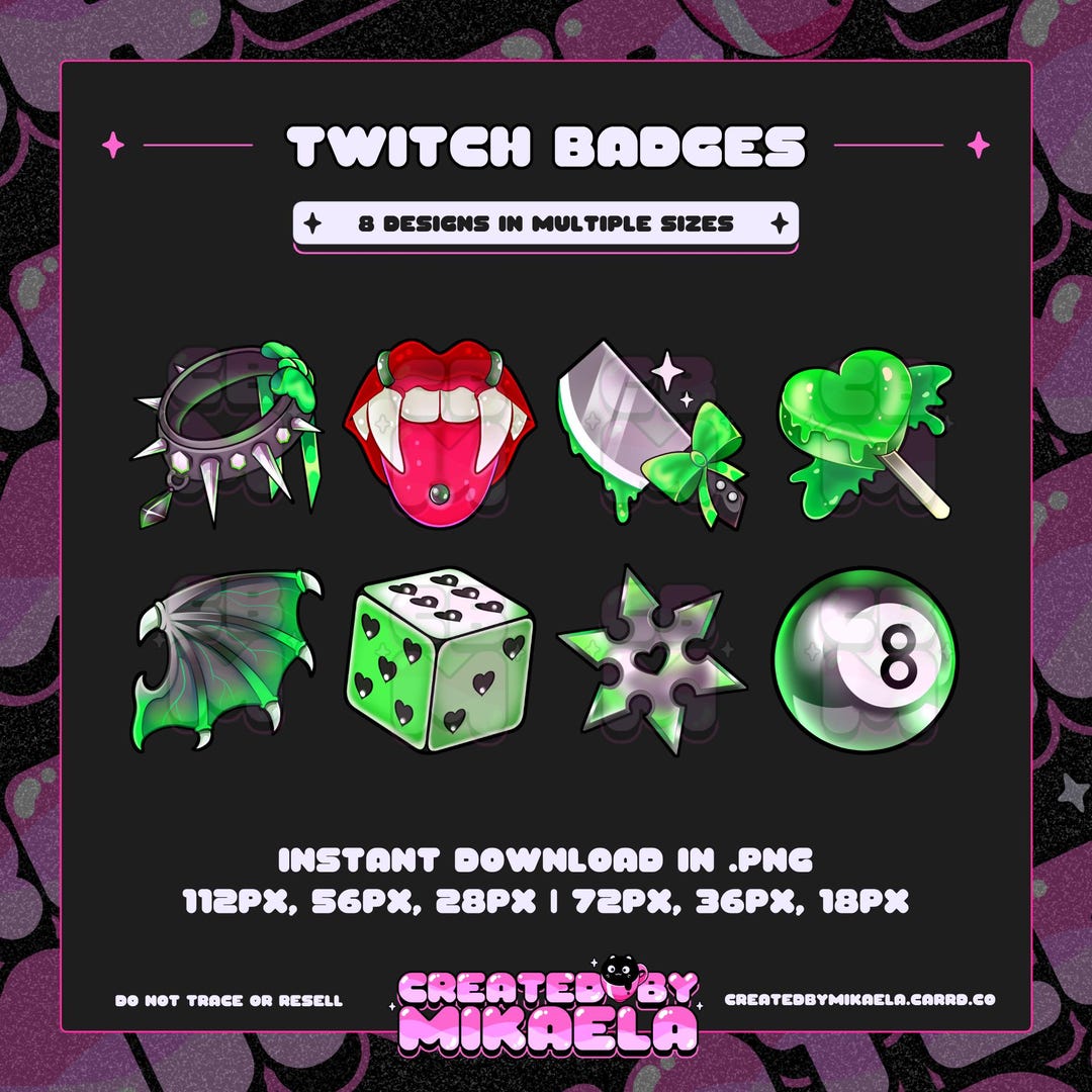 Y2K Vampire Goth Girl Icons — 8 Badges for Twitch and Discord (digital ...