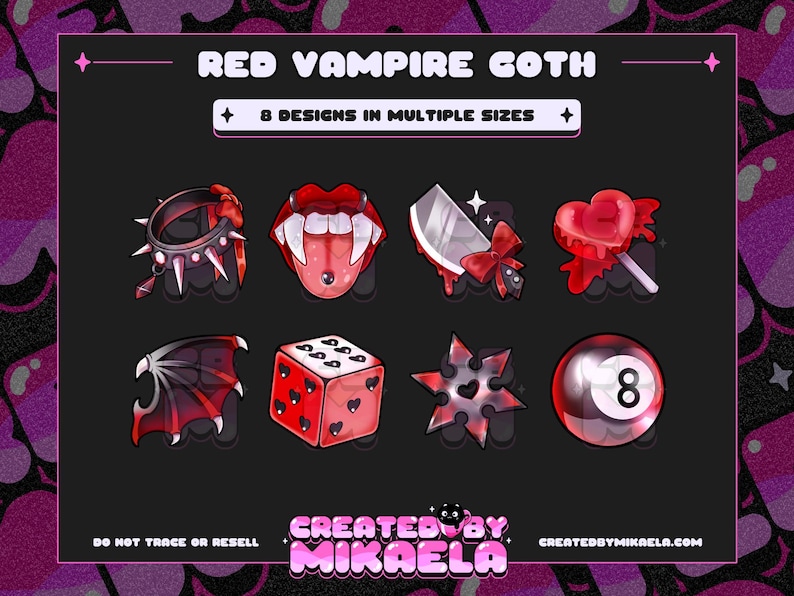 Y2K Vampire Goth Girl P2U Twitch Designs - Emotes, Badges, Discord ...