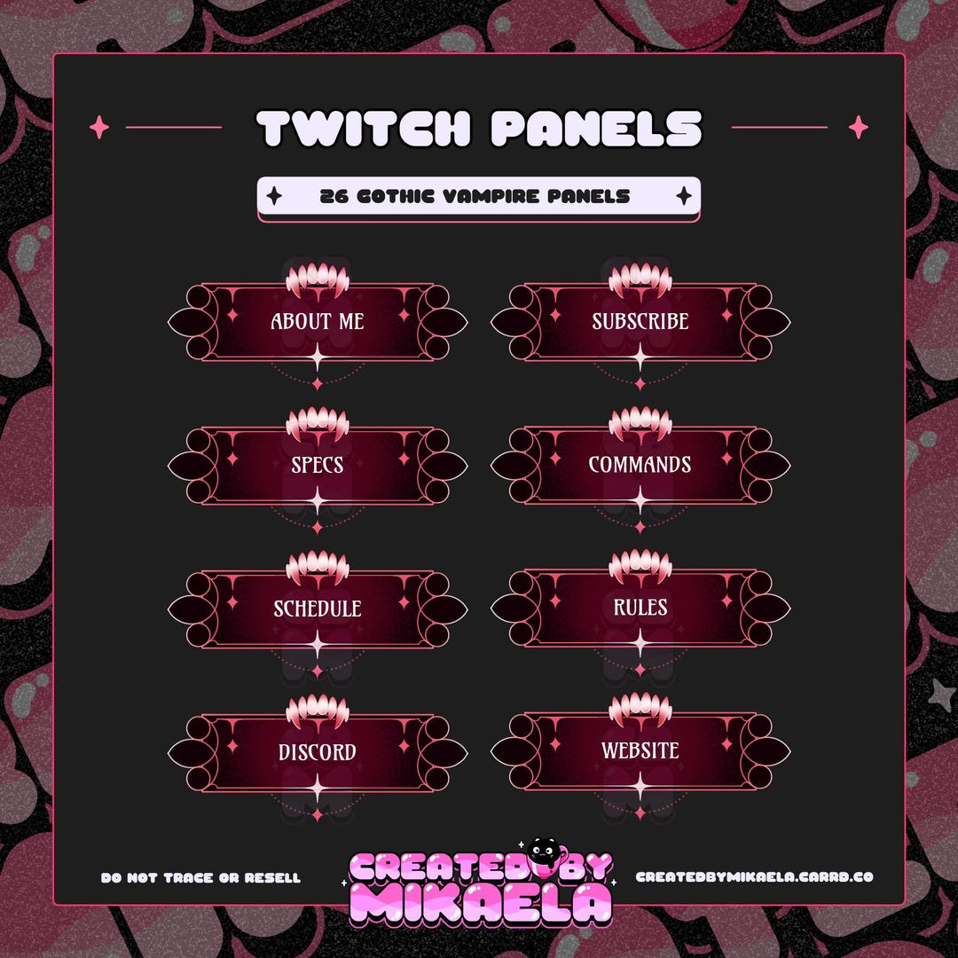 Vampire Goth Twitch Panels | Red | Black | Halloween | Streamer ...