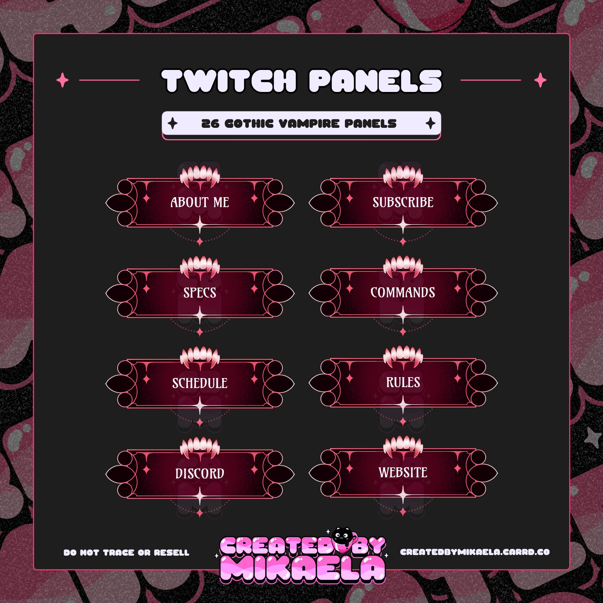 Vampire Goth Twitch Panels | Red | Black | Halloween | Streamer ...