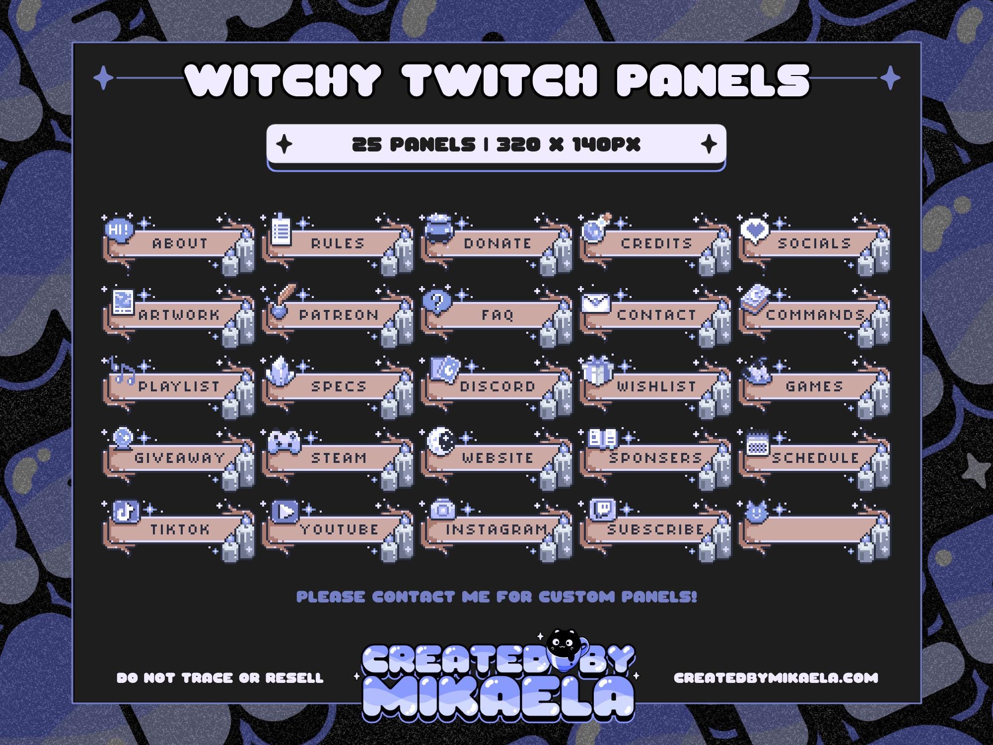 Magic Witch Pixel Twitch Panels, 25 Purple Twitch Panels, Cute Stream ...