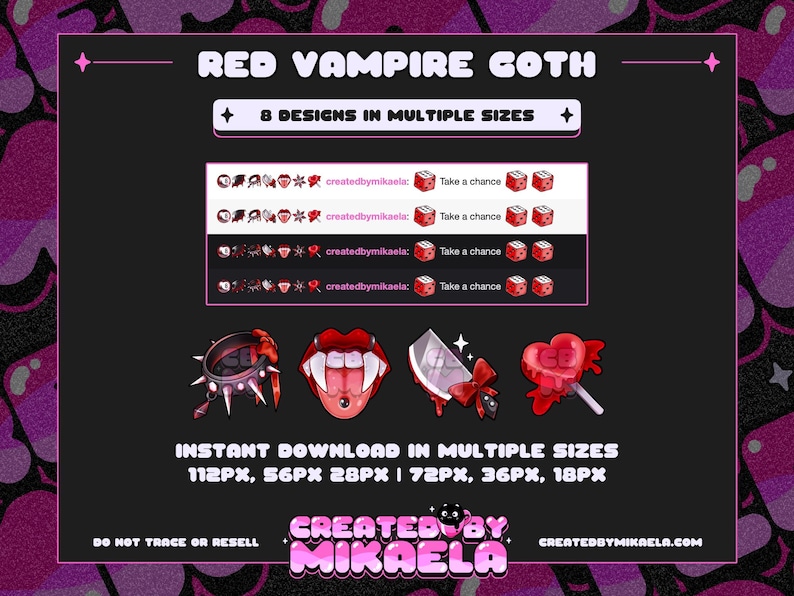 Y2K Vampire Goth Girl P2U Twitch Designs - Emotes, Badges, Discord ...
