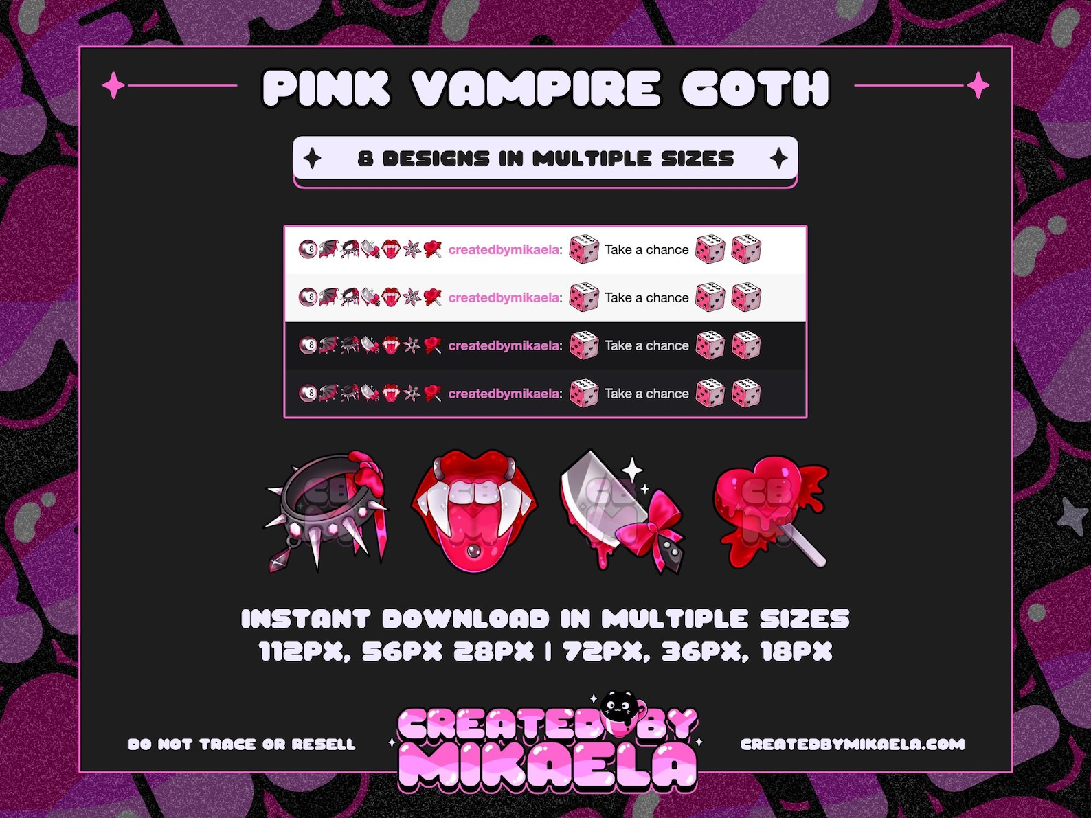 Y2K Vampire Goth Girl P2U Twitch Designs - Emotes, Badges, Discord ...