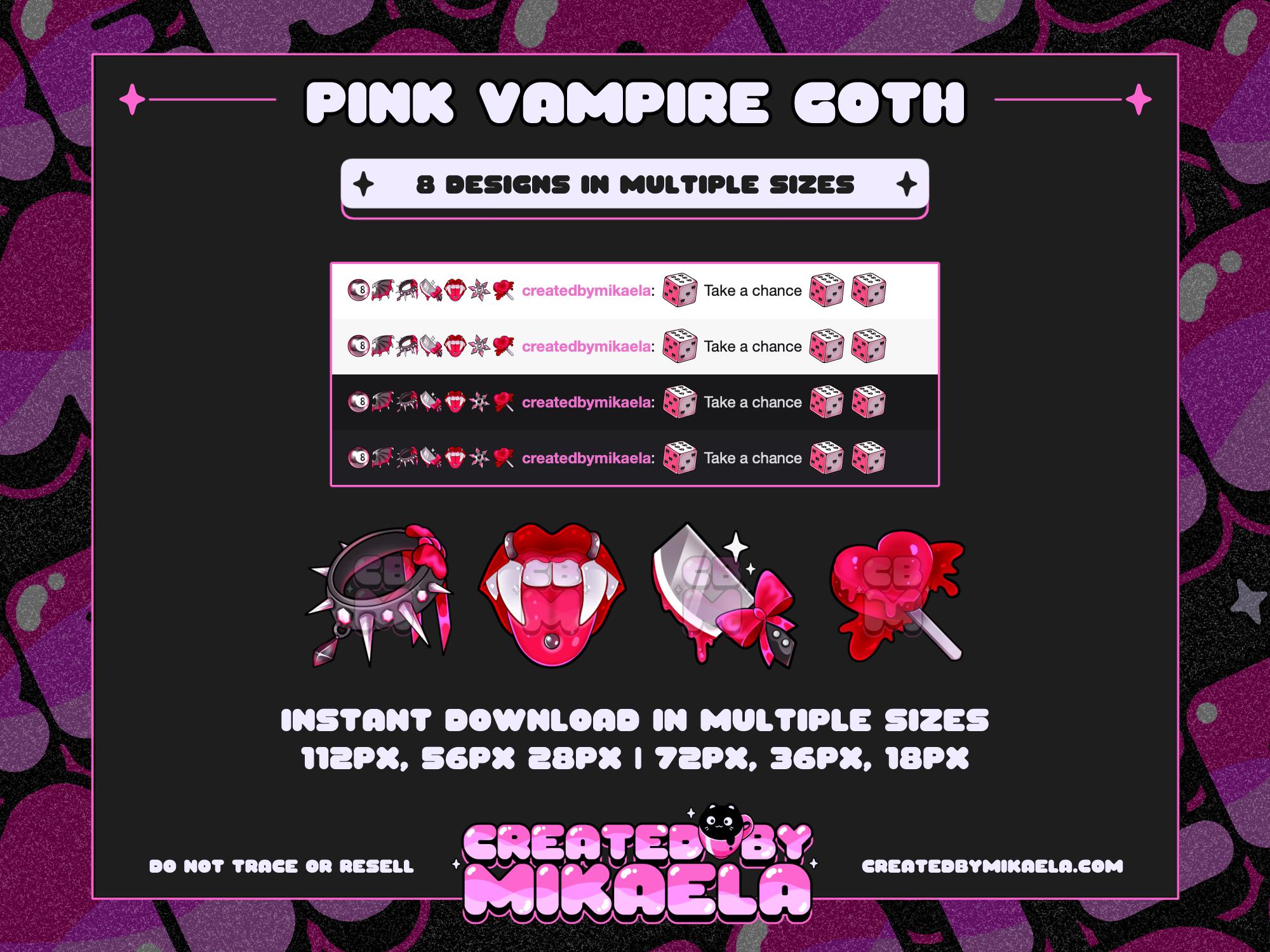 Y2K Vampire Goth Girl P2U Twitch Designs - Emotes, Badges, Discord ...