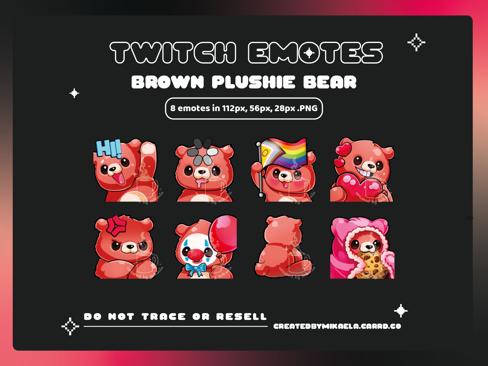 8 Brown Plushie Bear Twitch Emote Pack P2U, Discord Emote, Bear ...
