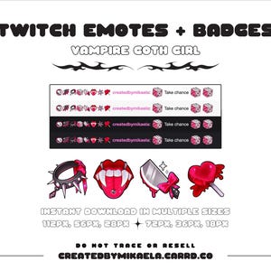 Y2K Vampire Goth Girl P2U Twitch Designs Emotes, Badges, Discord ...