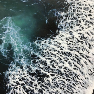 Original Hand Sea Canvas Oil Painting, White Sea Modern Art Decor ...