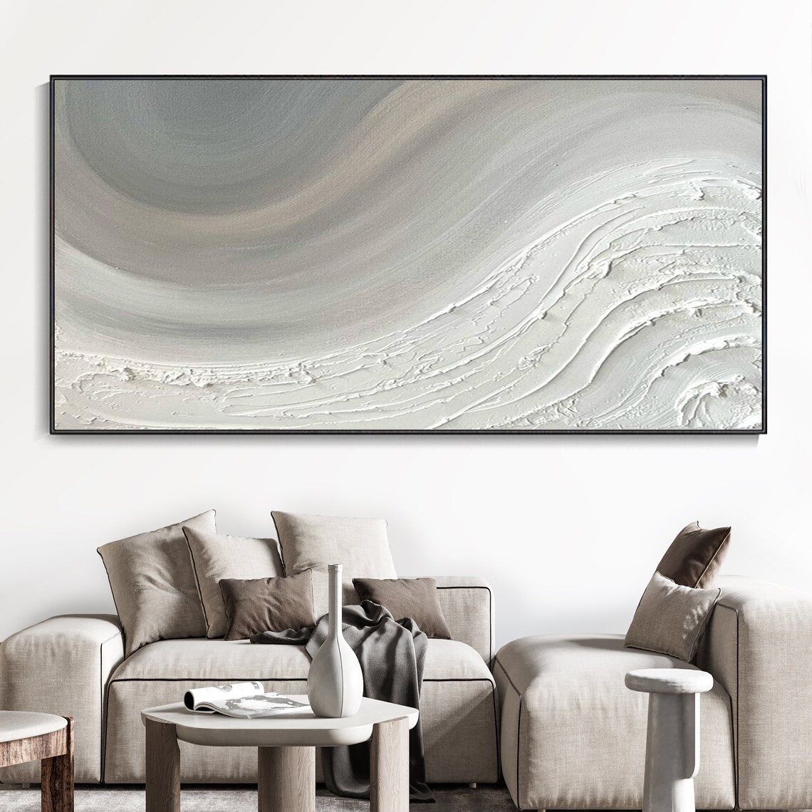Simple Hand Flowing Oil Painting Abstract Texture White - Etsy