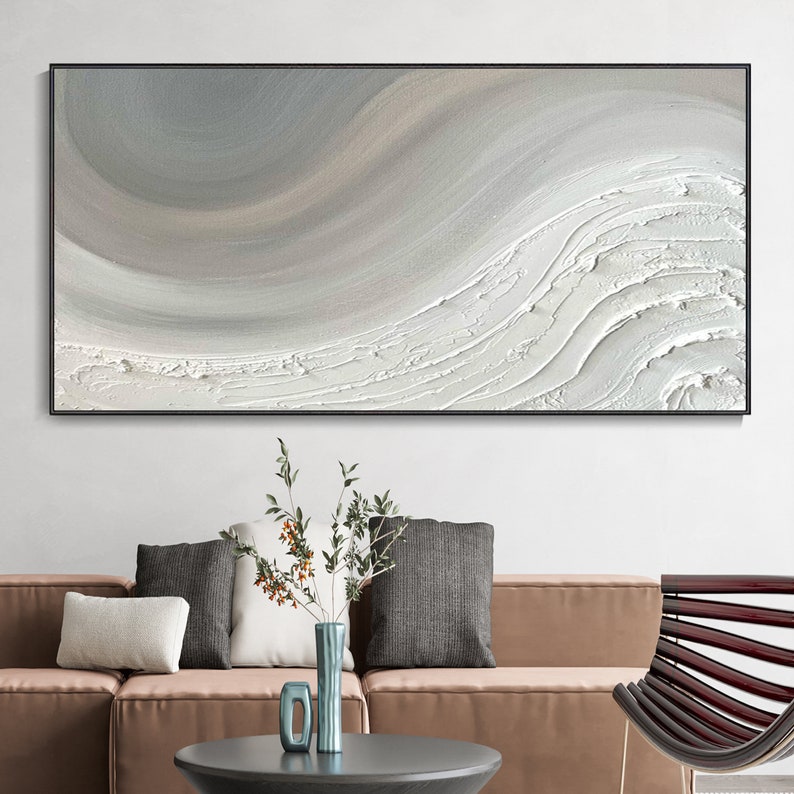 Simple Hand Flowing Oil Painting Abstract Texture White - Etsy