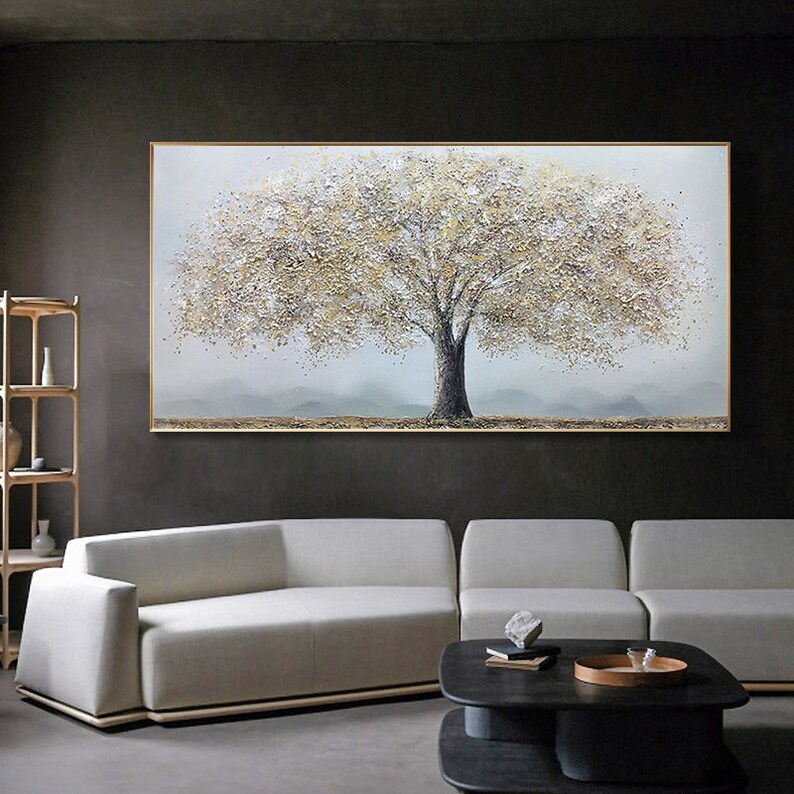 Large Original Oil Painting on Canvas Texture Tree Painting Home ...