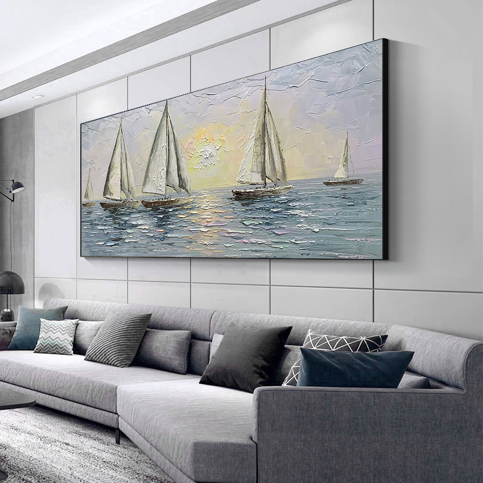 Abstract Sailboat Painting on Canvas Sunrise Sailboat Art - Etsy
