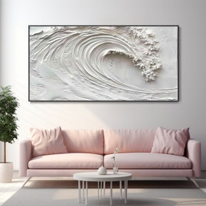 3D Ocean Waves Abstract Canvas Art, Abstract Ocean Waves Decor Painting, Original Hand Painted ...