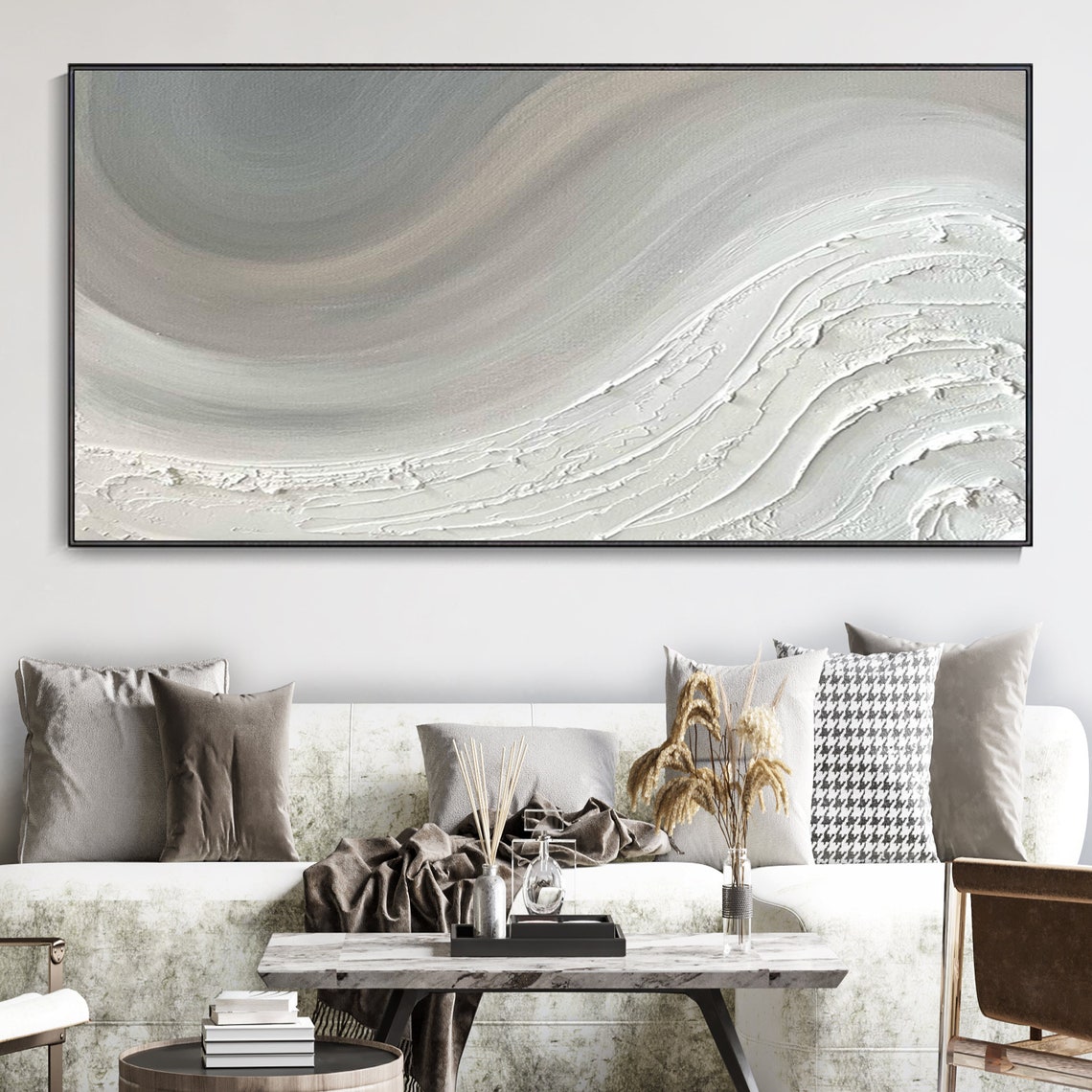 Simple Hand Flowing Oil Painting Abstract Texture White - Etsy