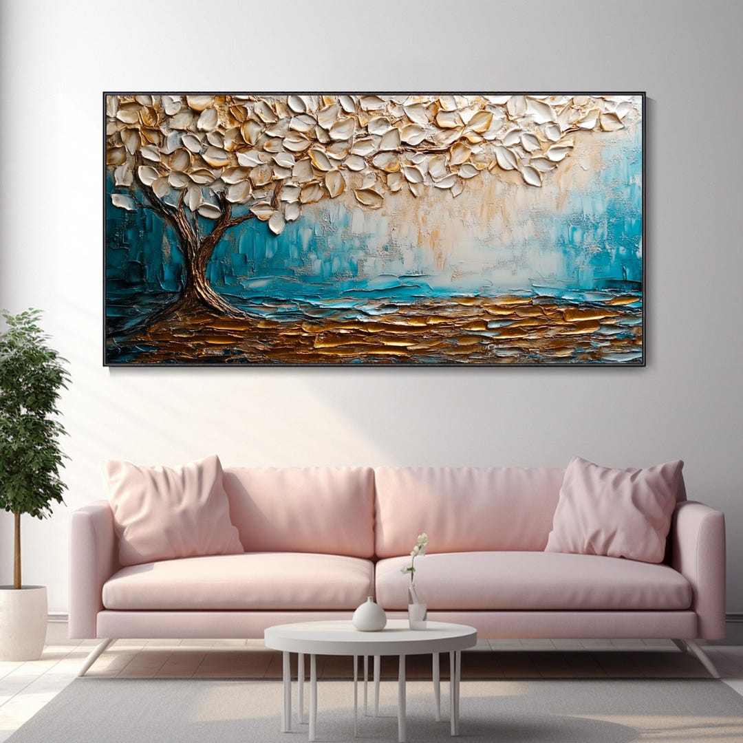 Abstract Oil Painting Hand Canvas Custom Autumn Trees Tree of Life Wall ...