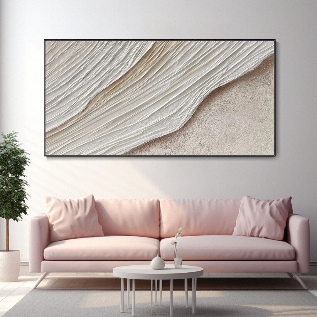 Unique Fabric Wall Art Textured Wall Art Beige Modern Minimalist Fabric ...