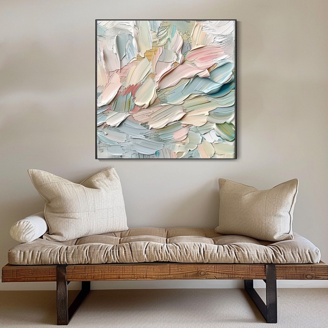 Abstract Soft Feather Stroke Paintings, Pastel Palette Wall Art Modern ...