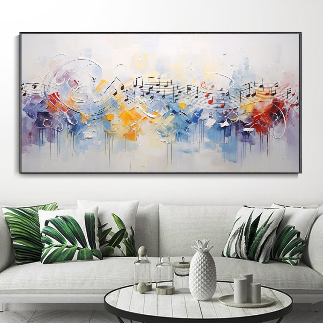 Abstract Musical Notes Canvas Oil Painting, Colorful Fashion Wall Art ...