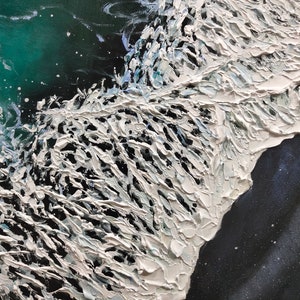 Original Hand Sea Canvas Oil Painting, White Sea Modern Art Decor ...