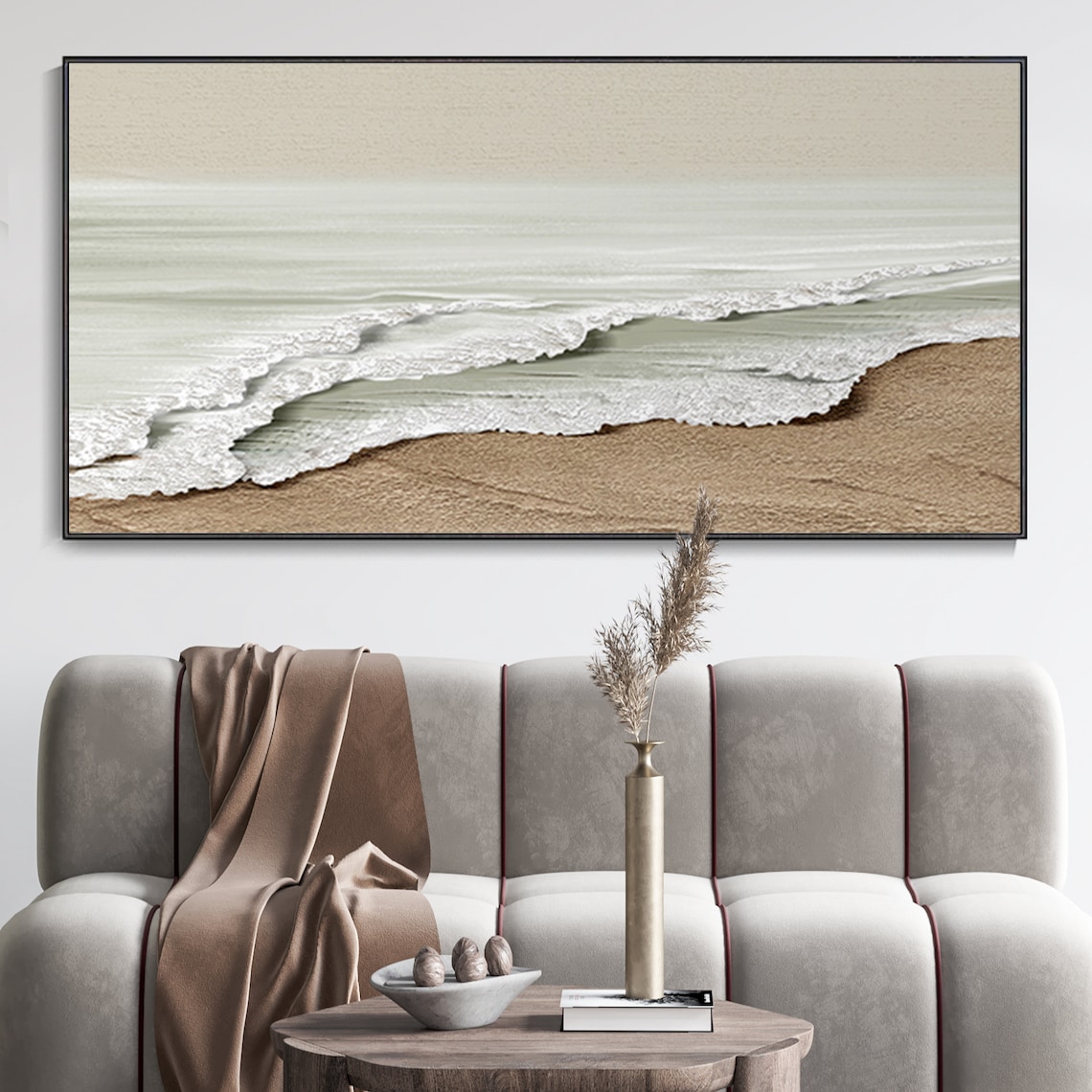 White Sea Waves Decor Oil Painting Large Wall Hand Painted - Etsy