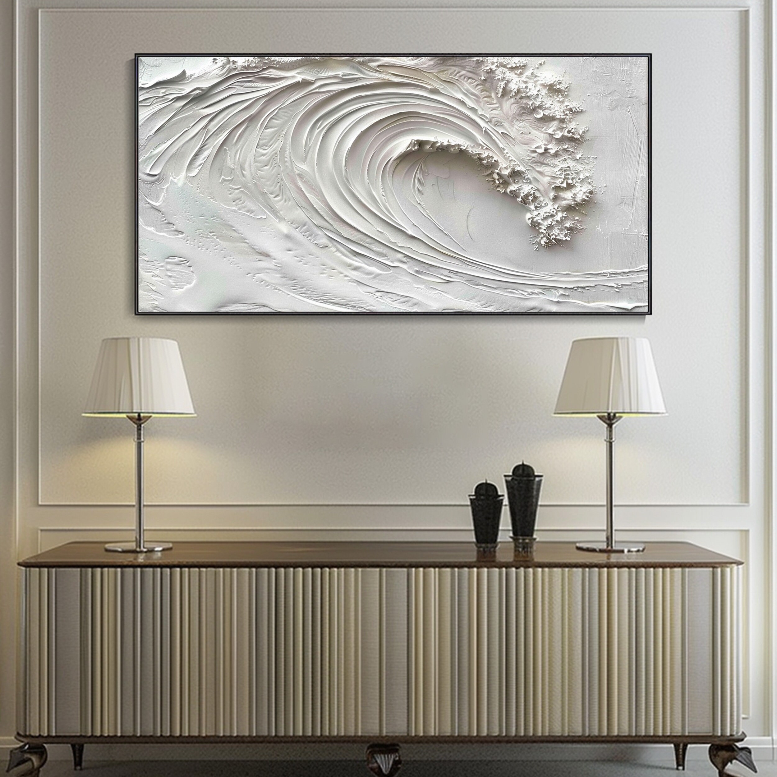 3D Ocean Waves Abstract Canvas Art, Abstract Ocean Waves Decor Painting ...
